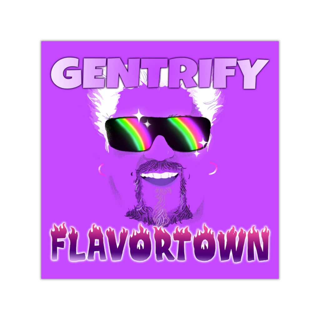 Gentrify Flavortown Square Sticker – Meatball Waterfall